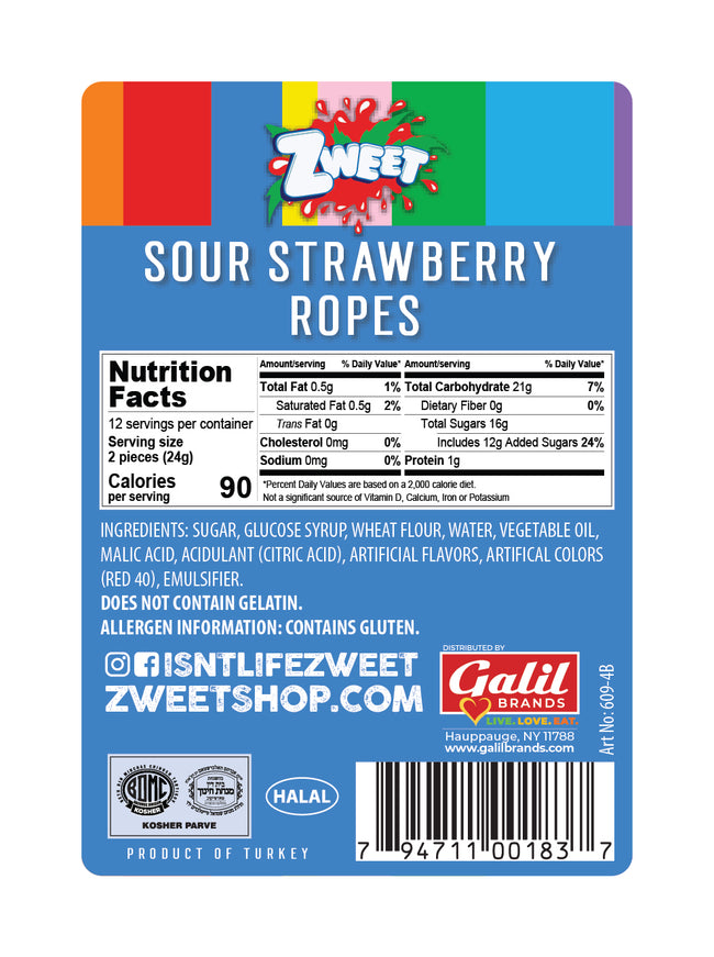 Strawberry Sour Ropes | 10 oz | Zweet – Zweet Shop